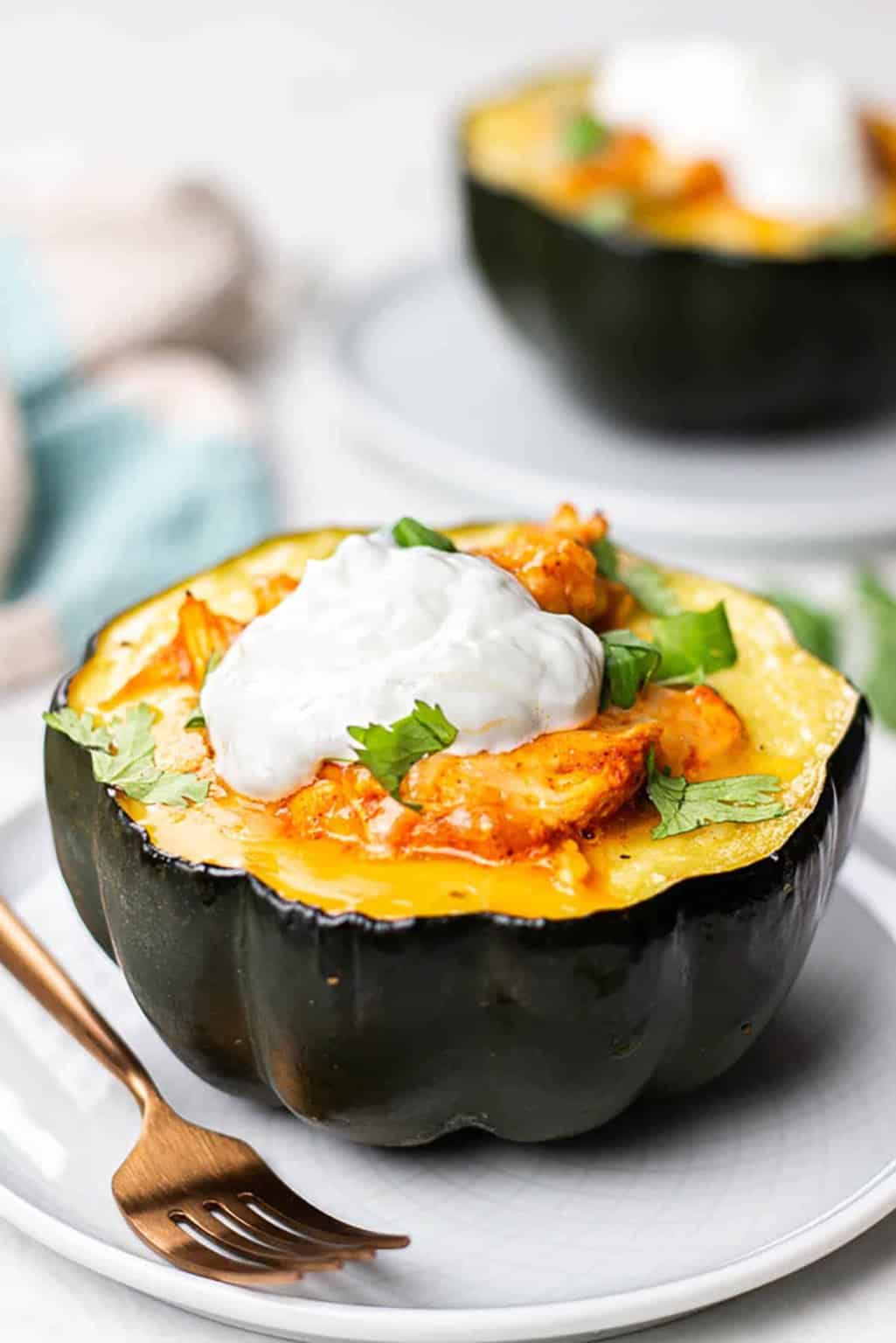 Chicken Enchilada-Stuffed Acorn Squash - Diabetes Strong